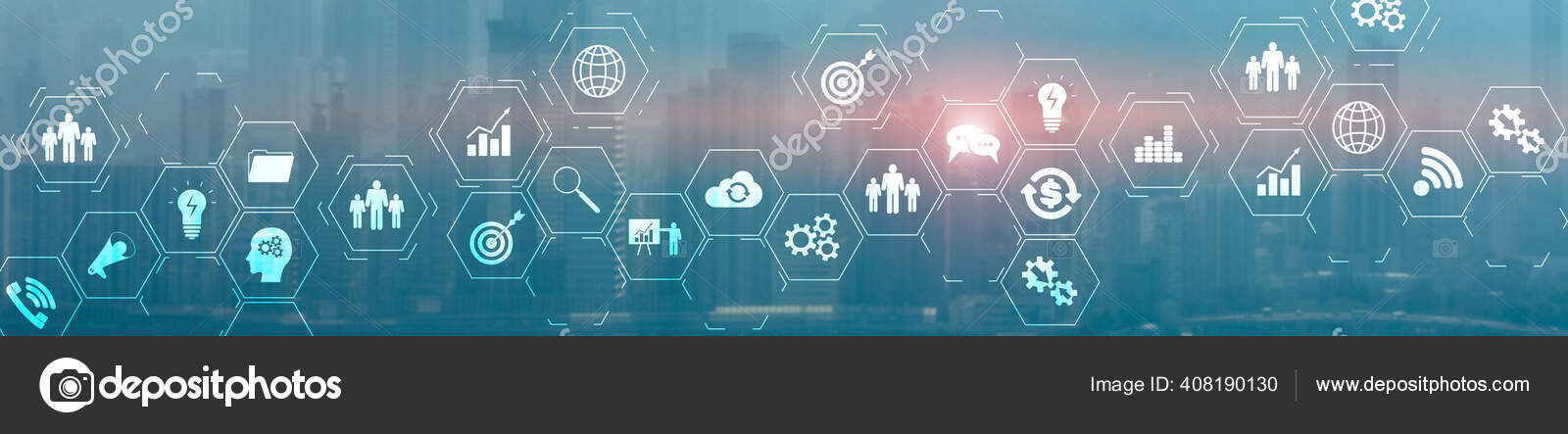 ERP Enterprise Resource Planning system on virtual screen with ...