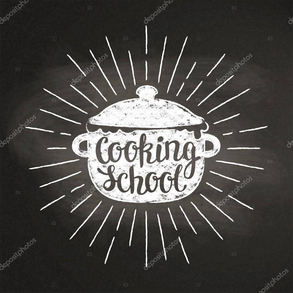 Silhoutte tiza olla hirviendo con rayos de sol y letras - Escuela de ...