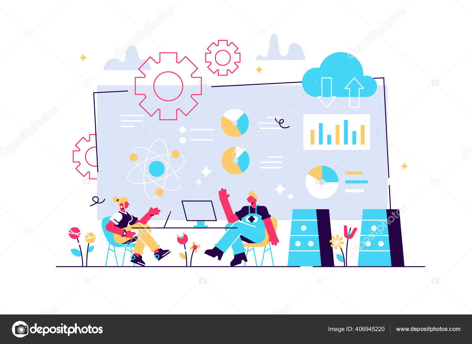 Analyst Working On A Project Big Data Conference Stock Vector By