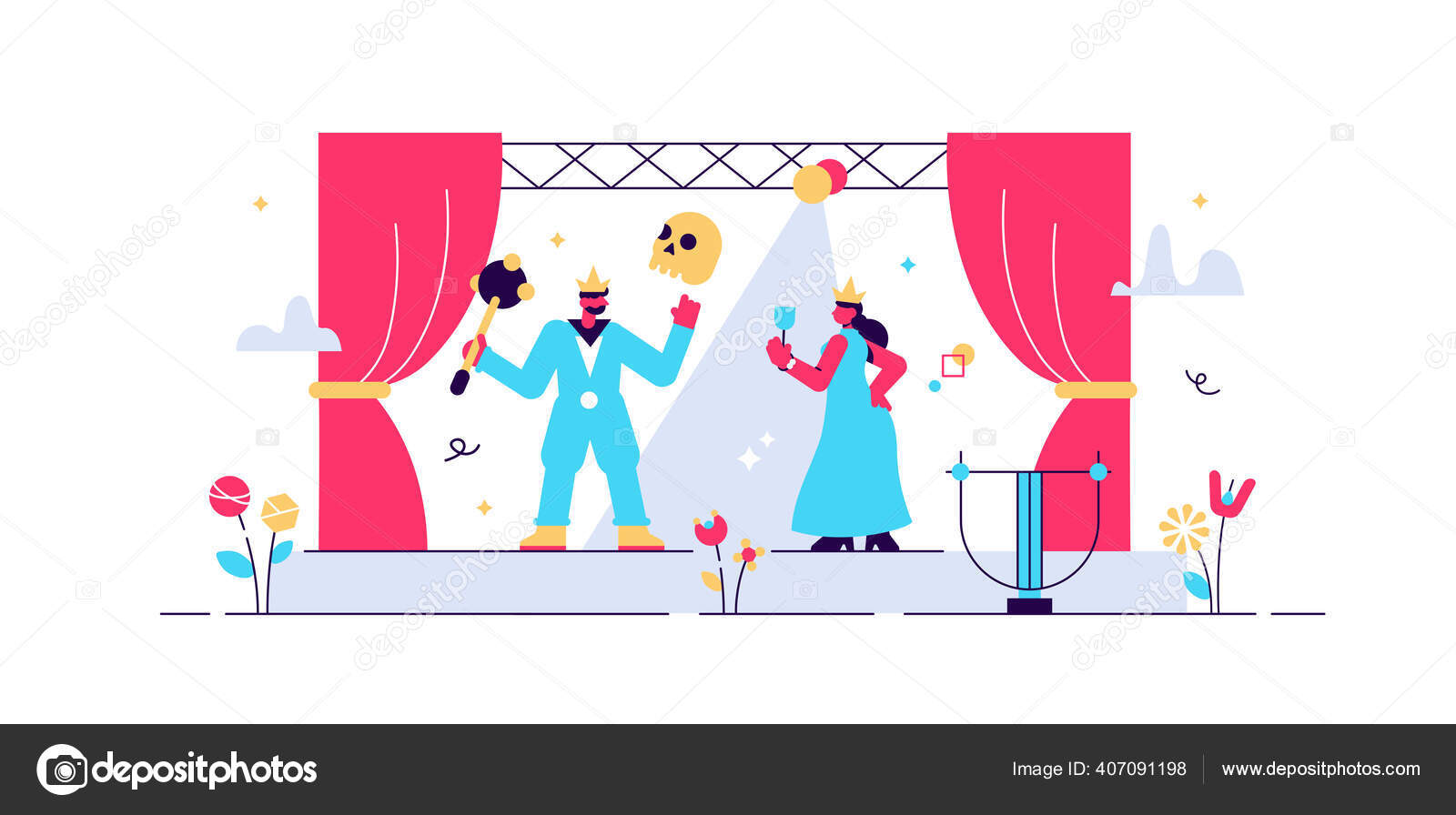 Theater vector illustration. Flat tiny Stock Vector Image by ...