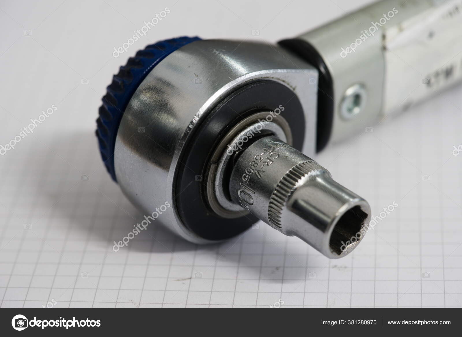 Torque Wrench Green Background Macro Photography — Stock Photo ...