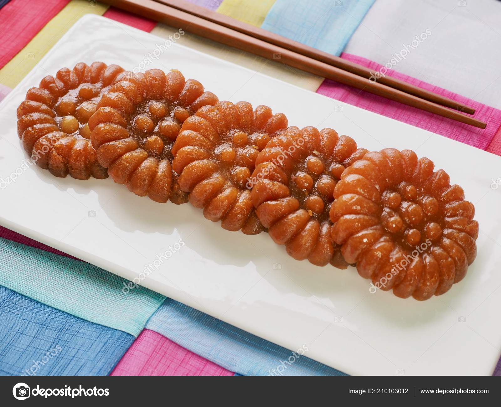 Geleneksel Kore Tatlıları Yakgwa Bal Kurabiyesi stok fotoğrafçılık ...