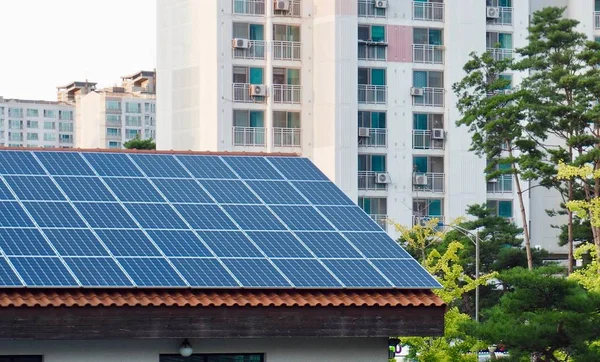 House roof with solar panel in Korea - Stock Image - Everypixel
