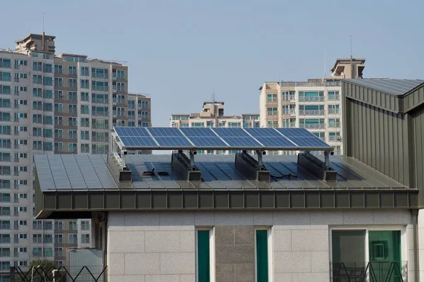 Parking Lot Solar Panel Korea Building Roof – Stock Editorial Photo ...
