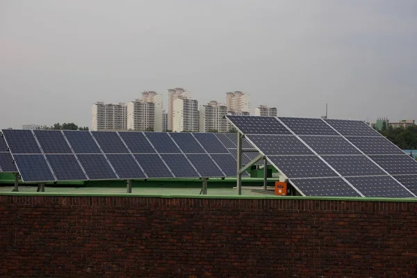 House roof with solar panel in Korea - Stock Image - Everypixel