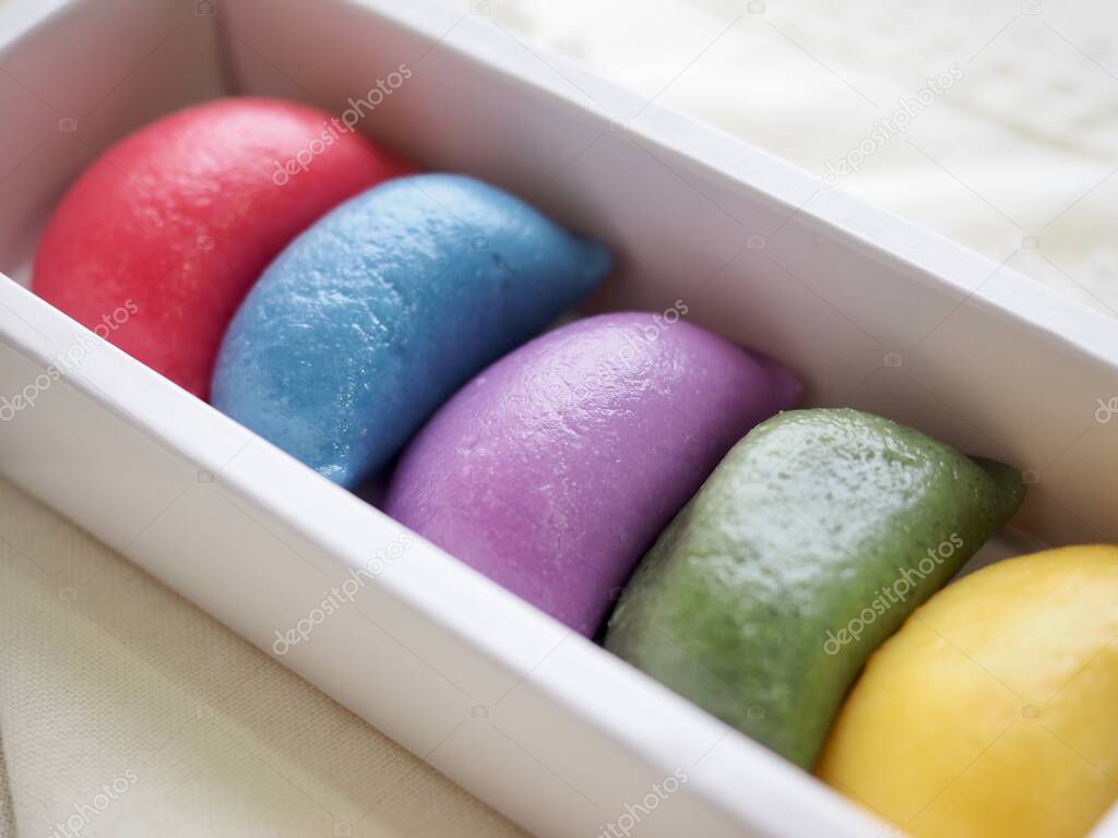 Comida tradicional coreana cinco colores songpyeon, pastel de arroz 2023