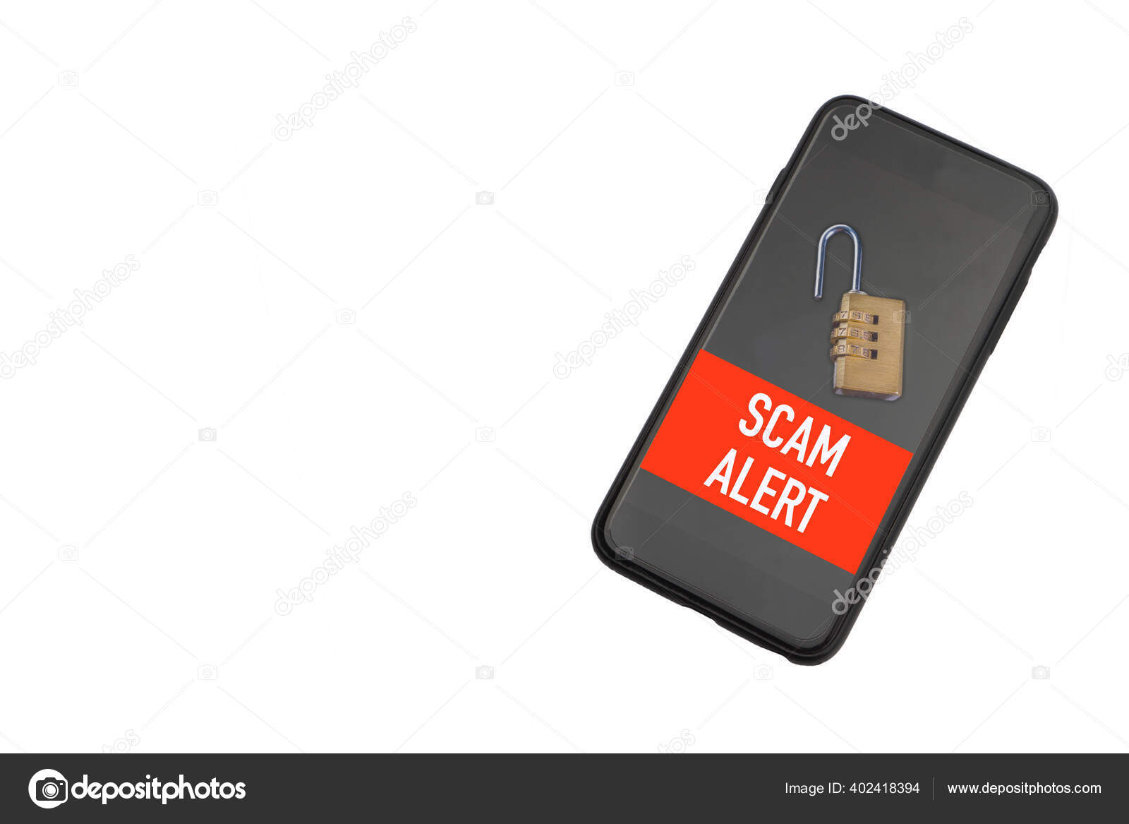 Scam Alert Text Smartphone Mobile Phone White Background Business Copy ...