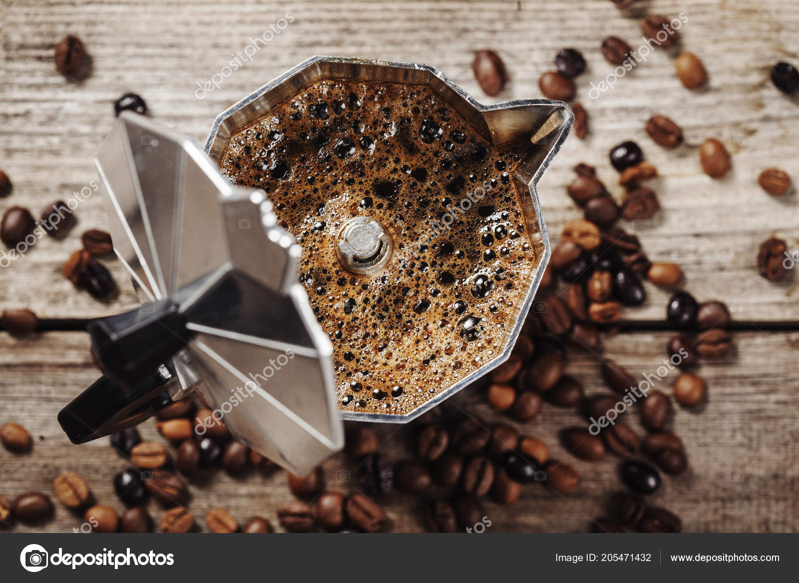 Moka Coffee Pot Coffee Beans Wooden Background Stock Photo by ©seb_ra ...
