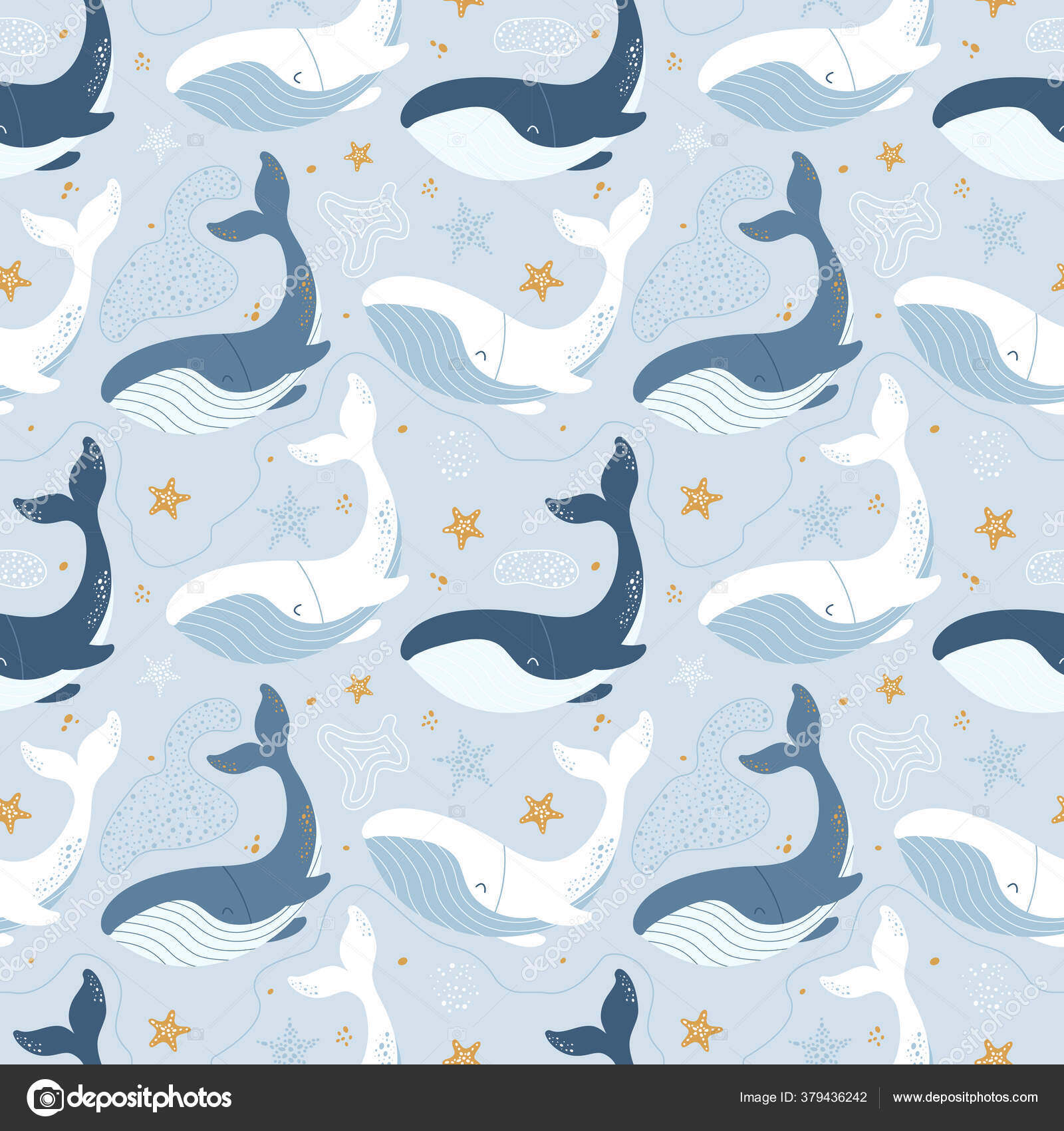 Cute Whale Pattern Wallpaper
