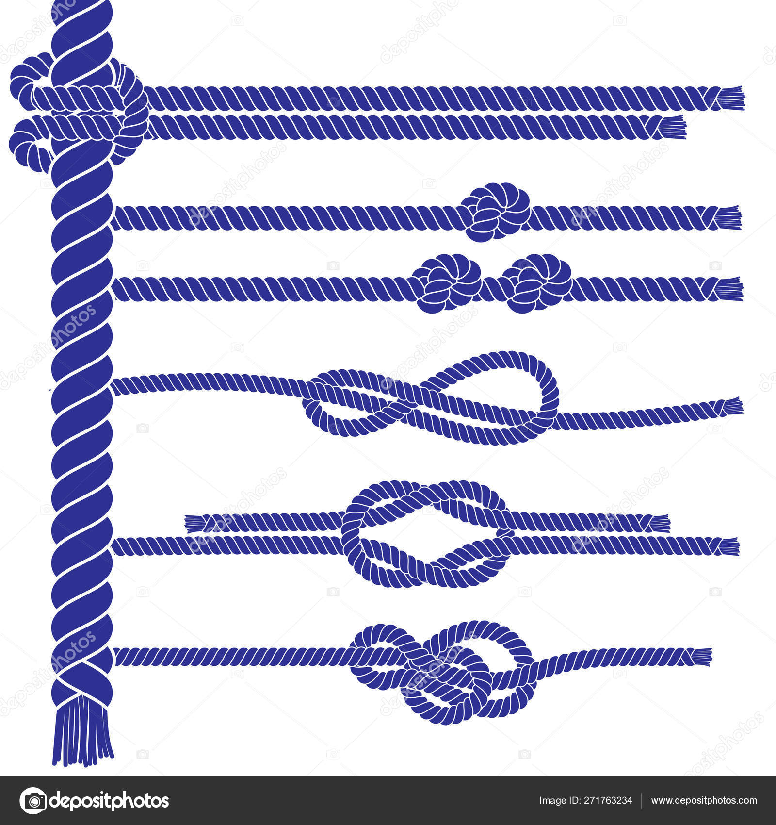 Marine style rope element set — Stock Vector © ESazanova #271763234