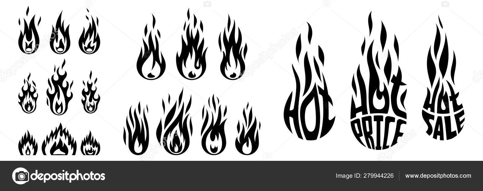 Fire flame flat style set Stock Vector by ©ESazanova 279944226