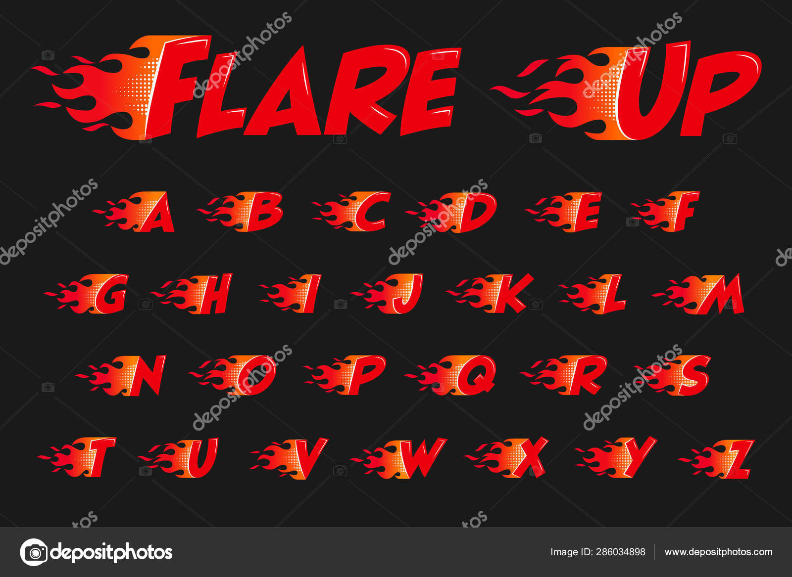 Burning alphabet with flame letters Stock Vector by ©ESazanova 286034898