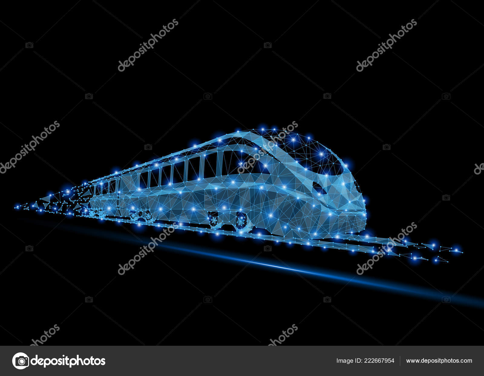 Abstract Polygonal Light High Speed Commuter Passenger Train Business ...
