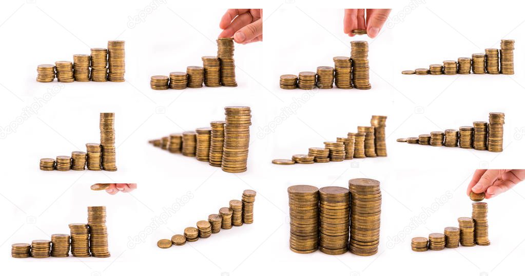 Detenga el aumento de la pila de monedas de oro, el aumento de la ...