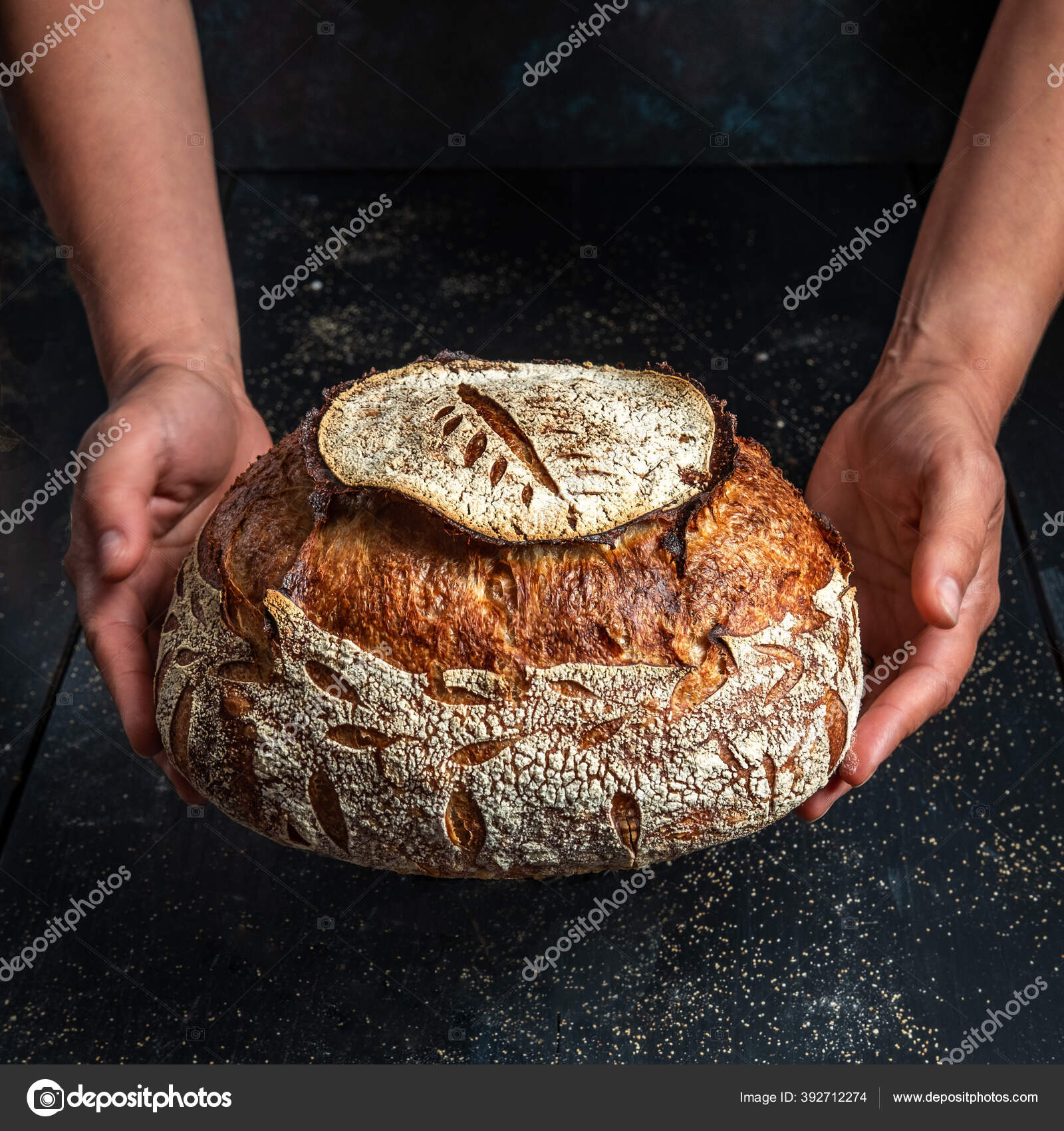Pan Con Sombrero Pan Abierto Masa Fermentada — Foto de stock #392712274 ...