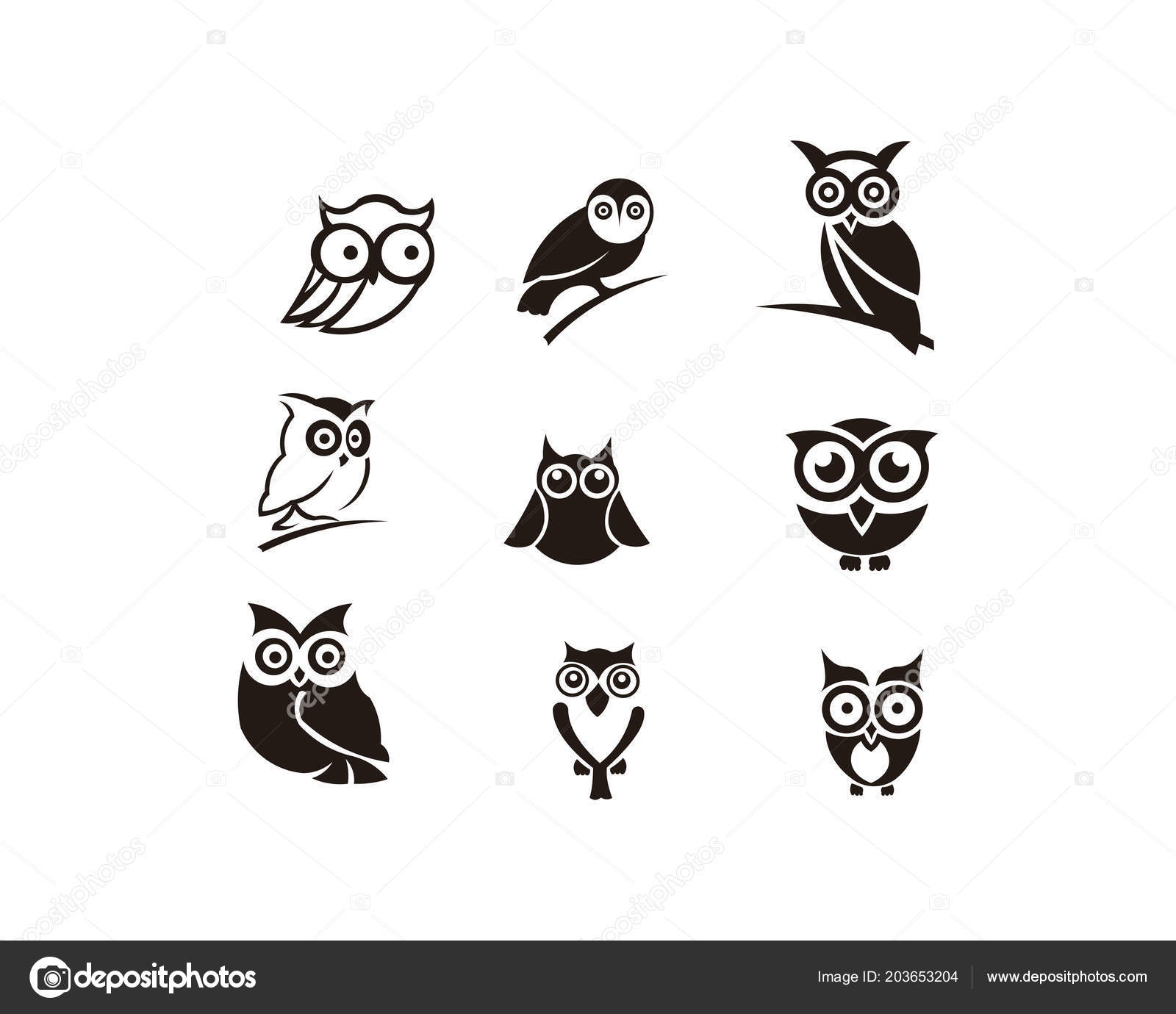 Búho Ave Animal Vector Logo Conjunto Vector de stock por ...