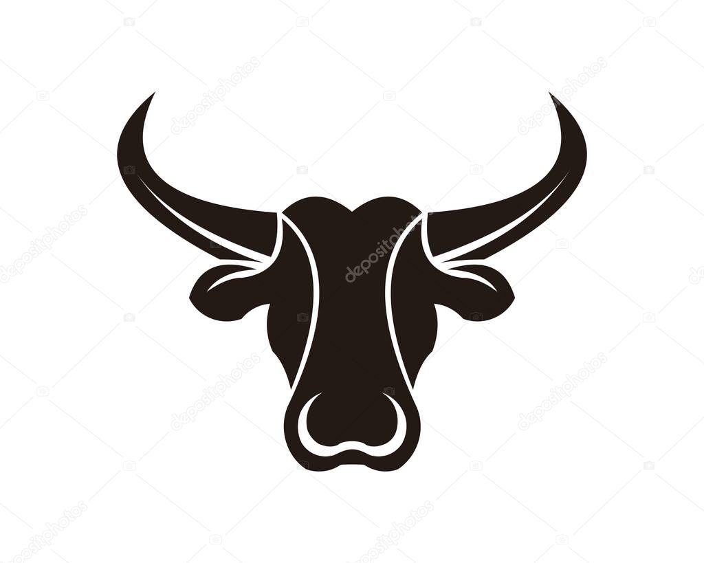cuerno de toro animal silueta icono de granja. Ilustración aislada y ...