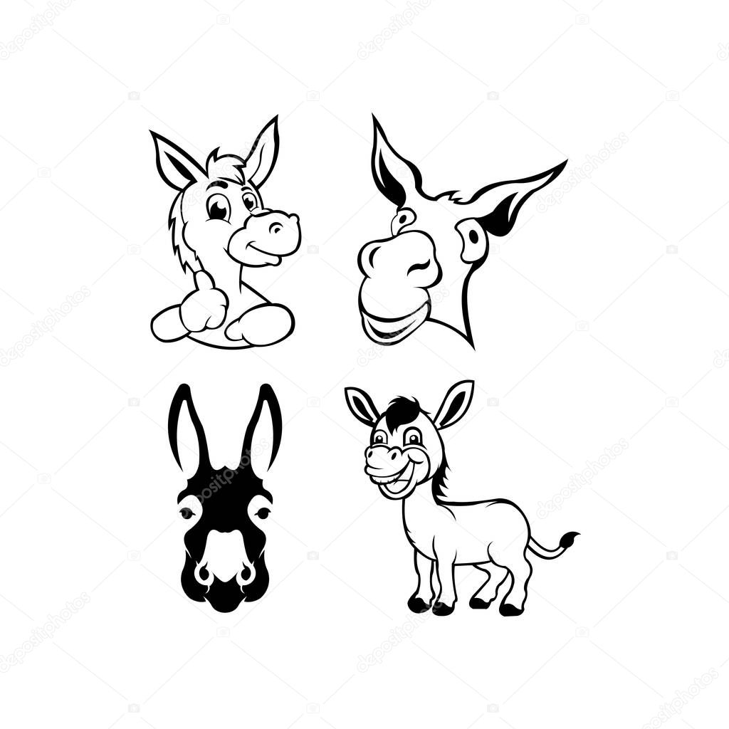 Un personaje de dibujos animados de animales lindo burro, icono de ... Un personaje de dibujos animados de animales lindo burro, icono de ...