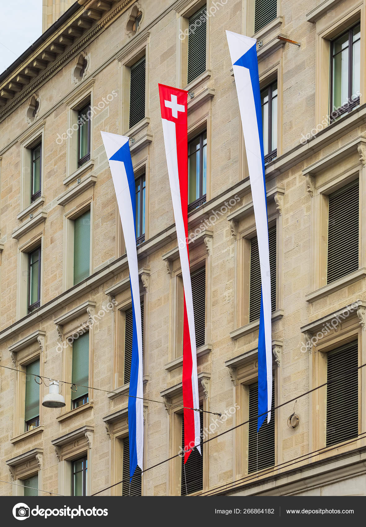 Facade of a building in the historic part of the city of Zurich ...