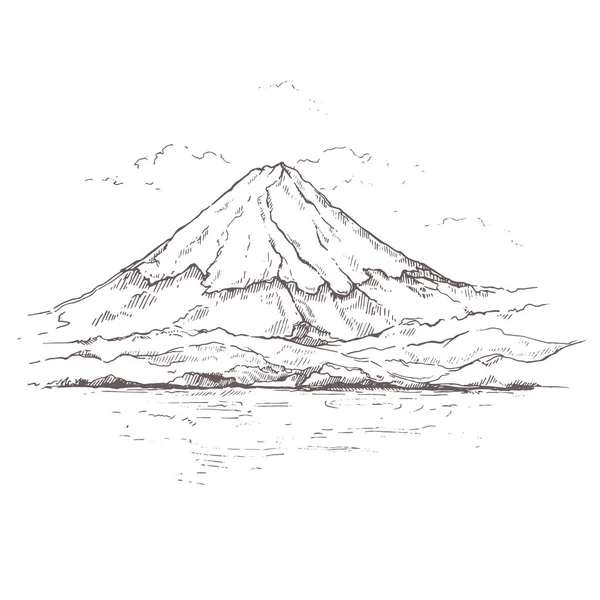 Illustration Mount Fuji.Sketch. Japan drawing.Hand drawn and ink ...