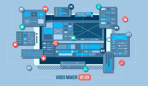 Mobile video editor flat vector concept. Motion design studio, video ...