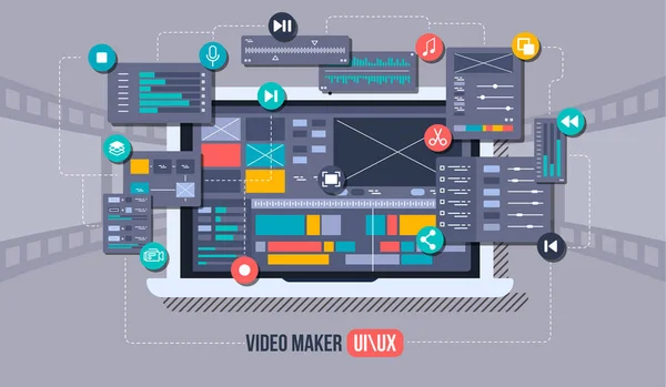 Mobile video editor flat vector concept. Motion design studio, video ...