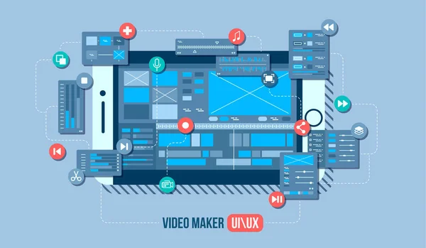 Mobile video editor flat vector concept. Motion design studio, video ...