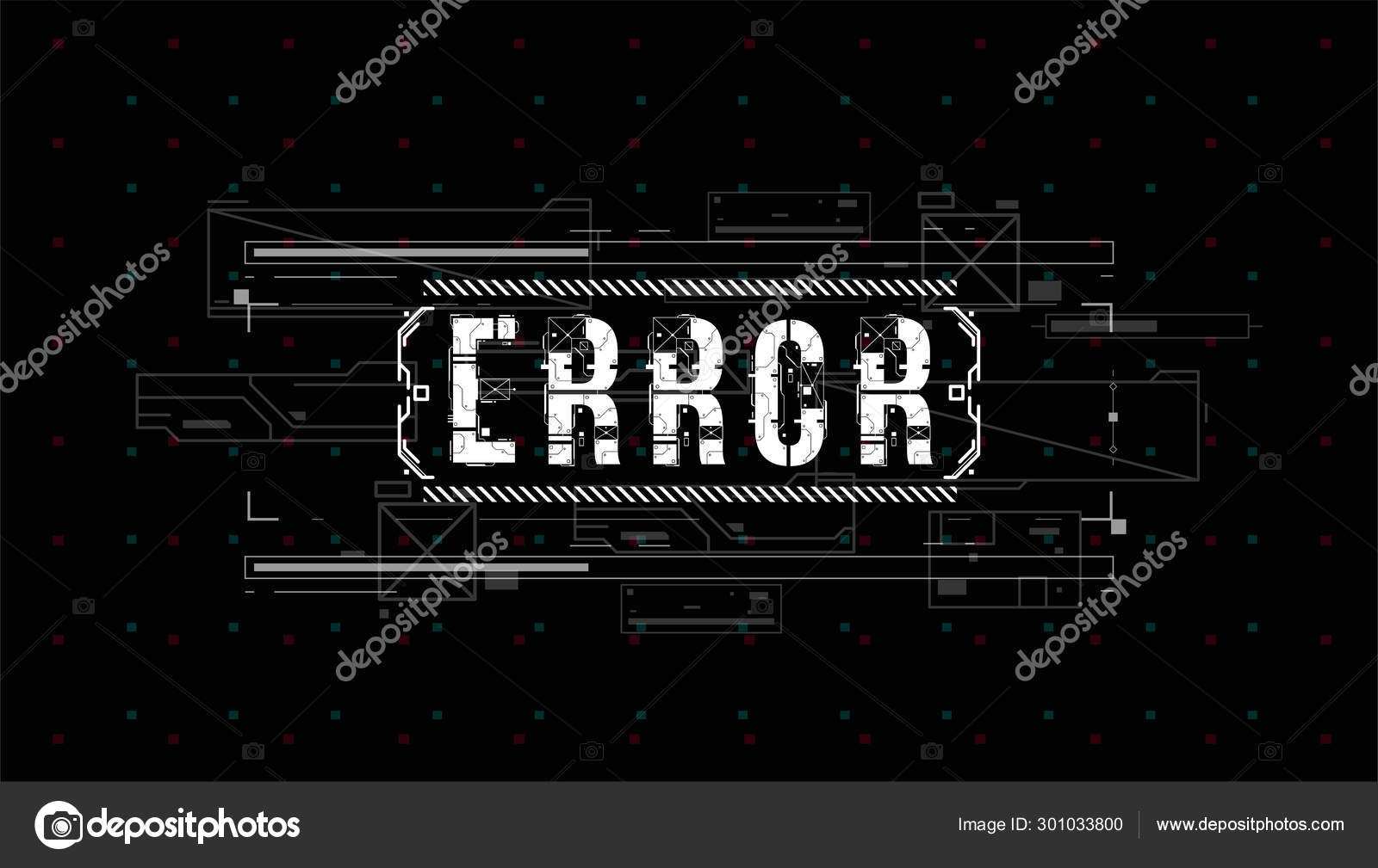 Error. Conceptual Layout with HUD elements for print and web. Lettering ...