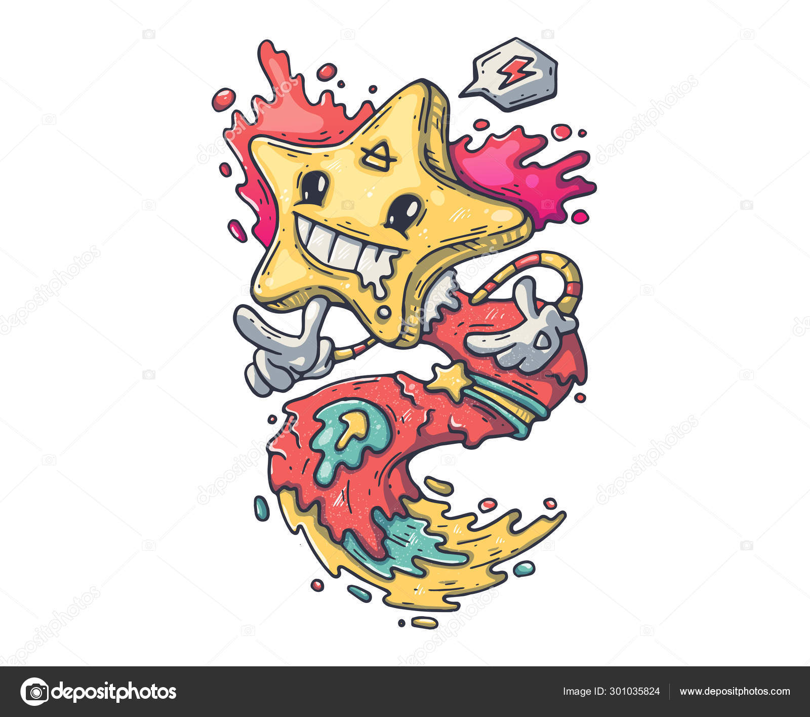 Funny monster with starhead. Cartoon illustration for print and web ...