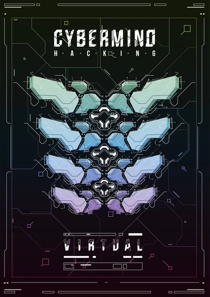 Cyberpunk futuristic poster. Retro futuristic poster template. Tech ...