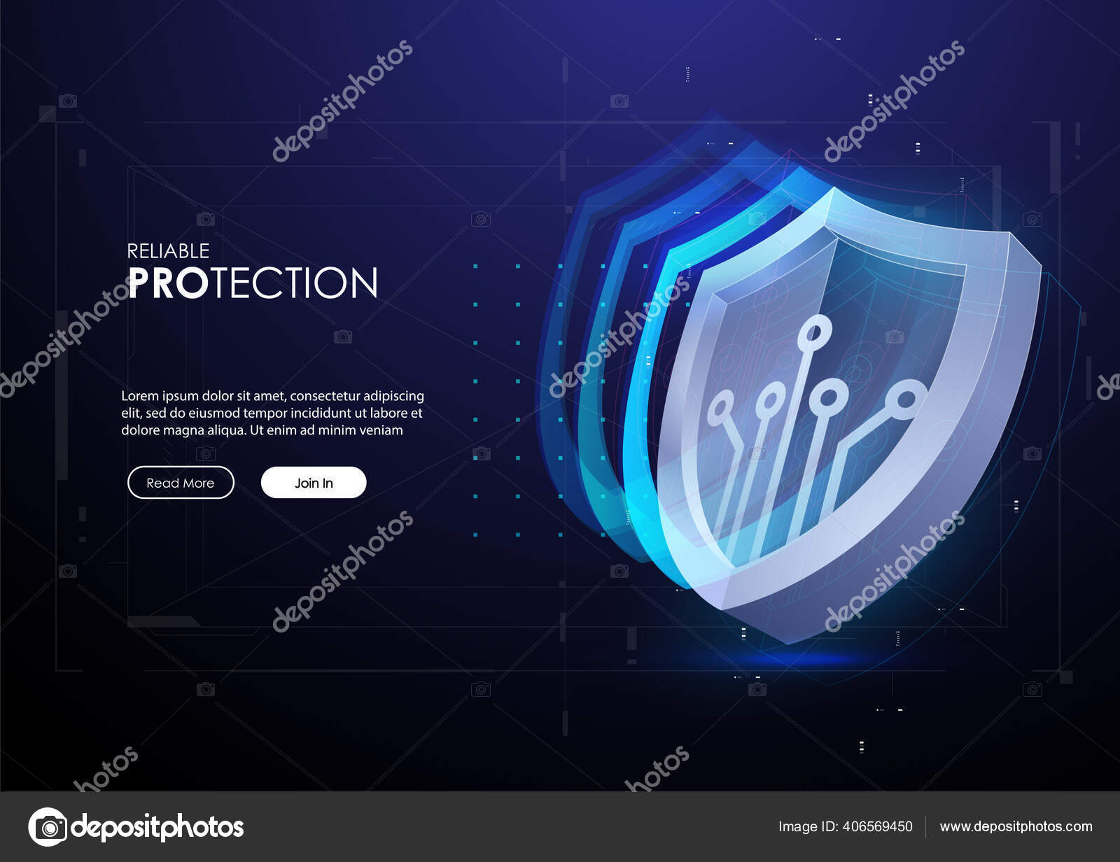 Shield Futuristic Style Protection Business Concept Future Technology ...