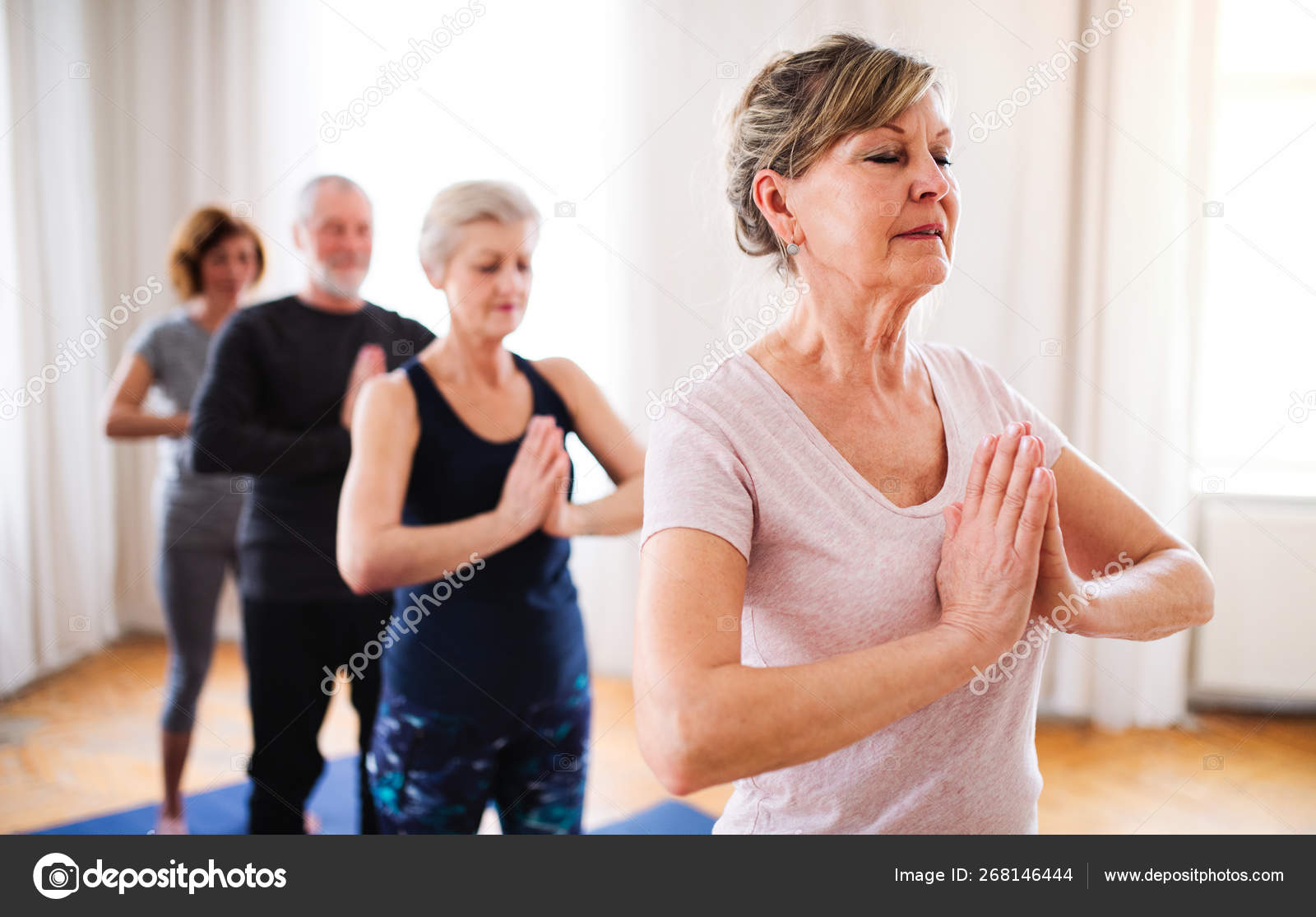 Group of senior people doing exercise in community center club. — Stock ...
