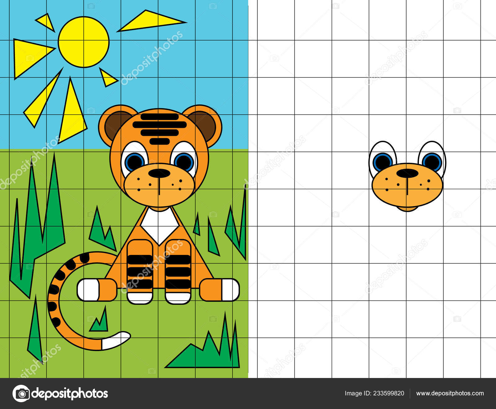 Draw Cells Circle Square Triangle Learn Shapes Logic Tasks Preschool ...