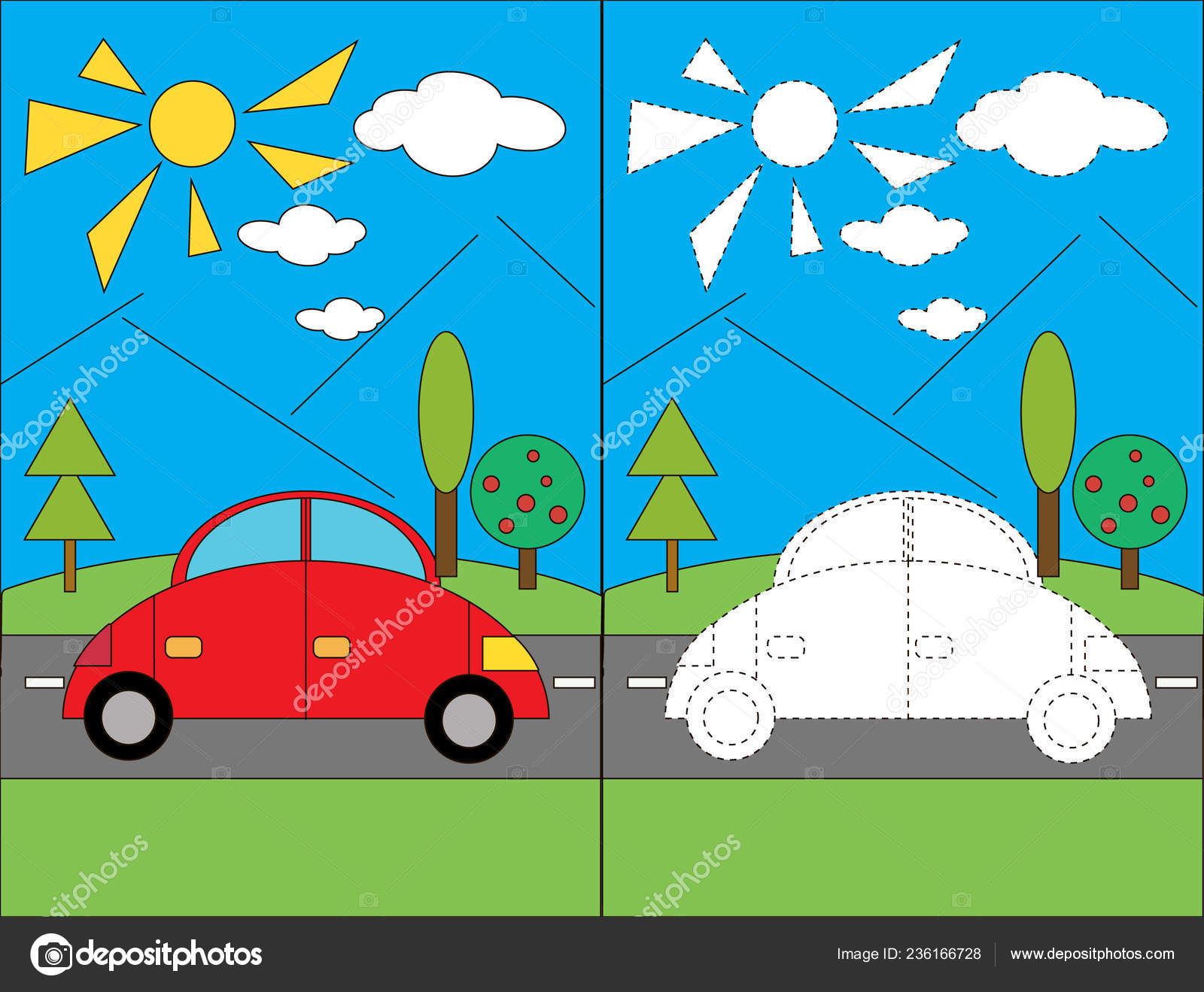 Connect Points Coloring Kids Circle Square Triangle Learn Shapes Logic ...