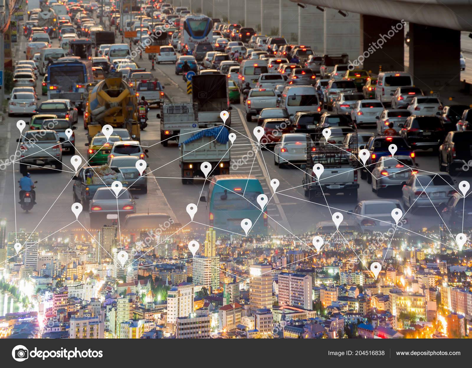 Car Road Network Technology Digital Map City — Stock Photo © sompong ...