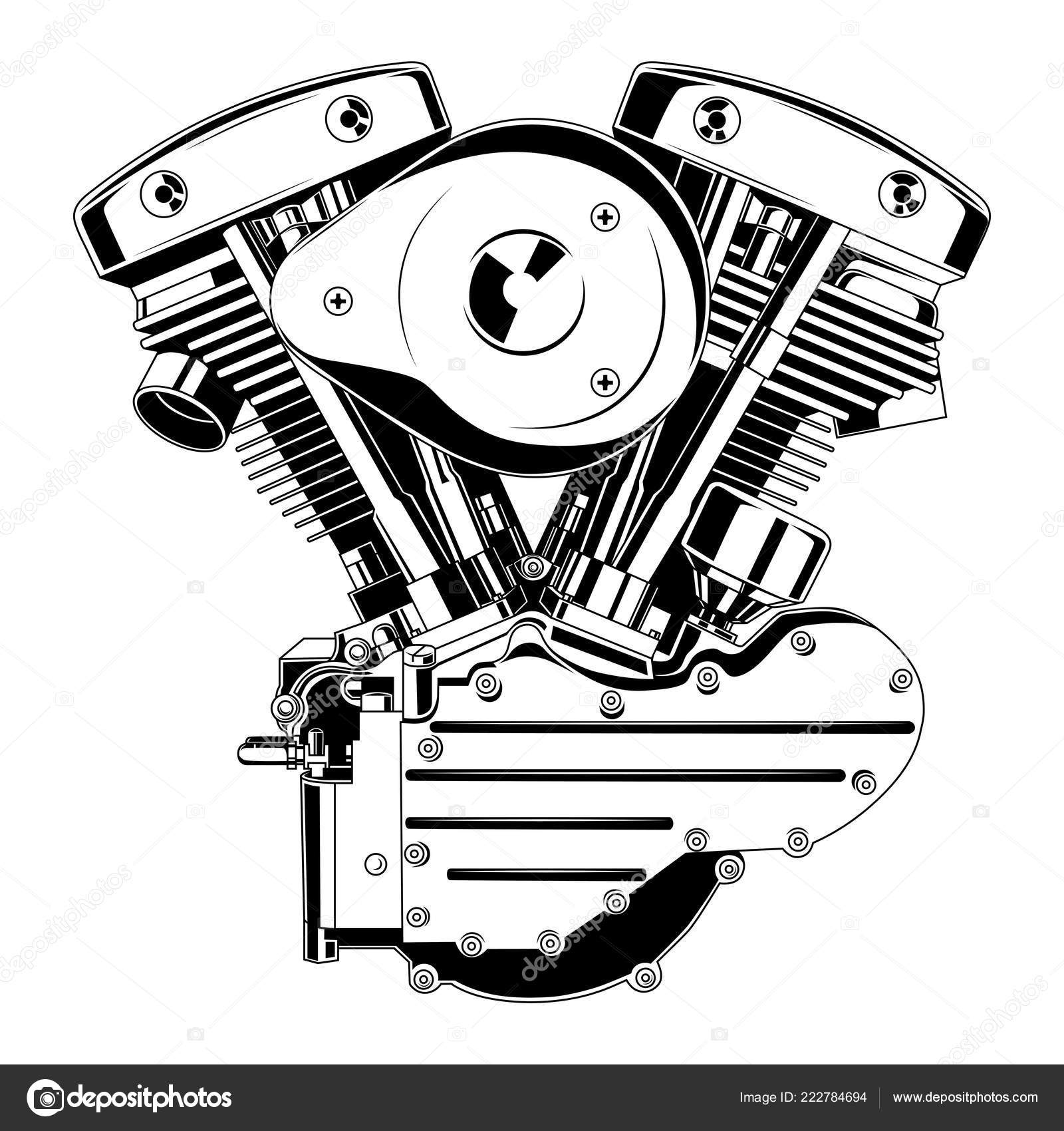 Vector Black White Image Motorcycle Engine Stock Vector Image by ©anna ...