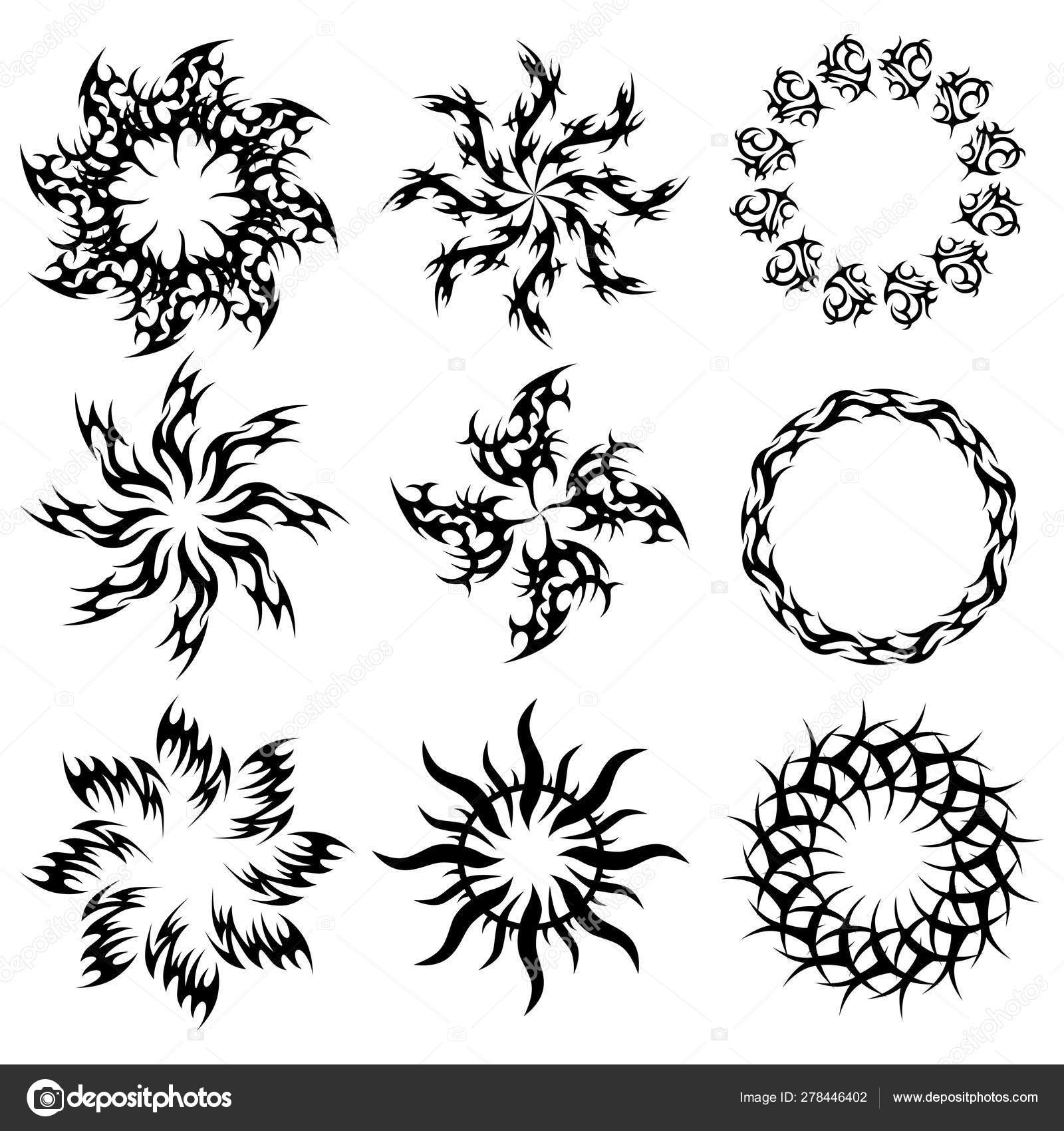 Set Tattoo Elements Vector Image White Background Stock Vector Image by ...