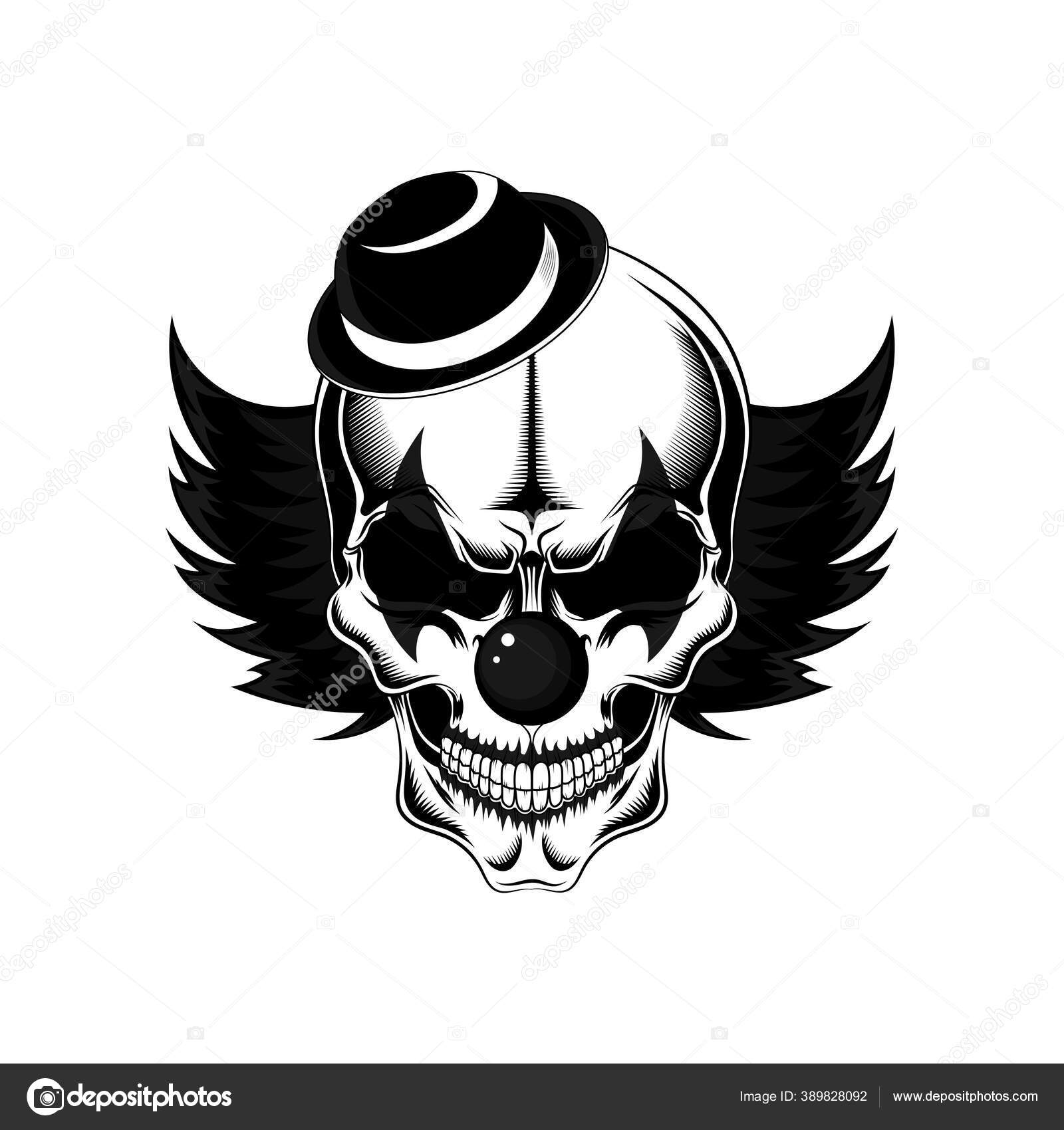 Black White Vector Image Evil Clown Skull Hat Stock Vector by ©anna ...