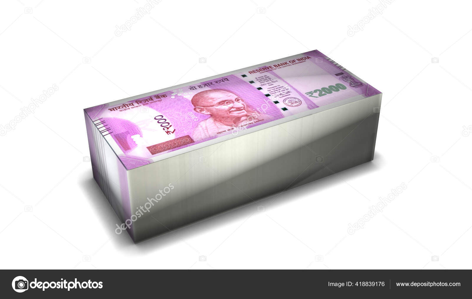 India Rupee Banknotes Money Stack White Background — Stock Photo ...