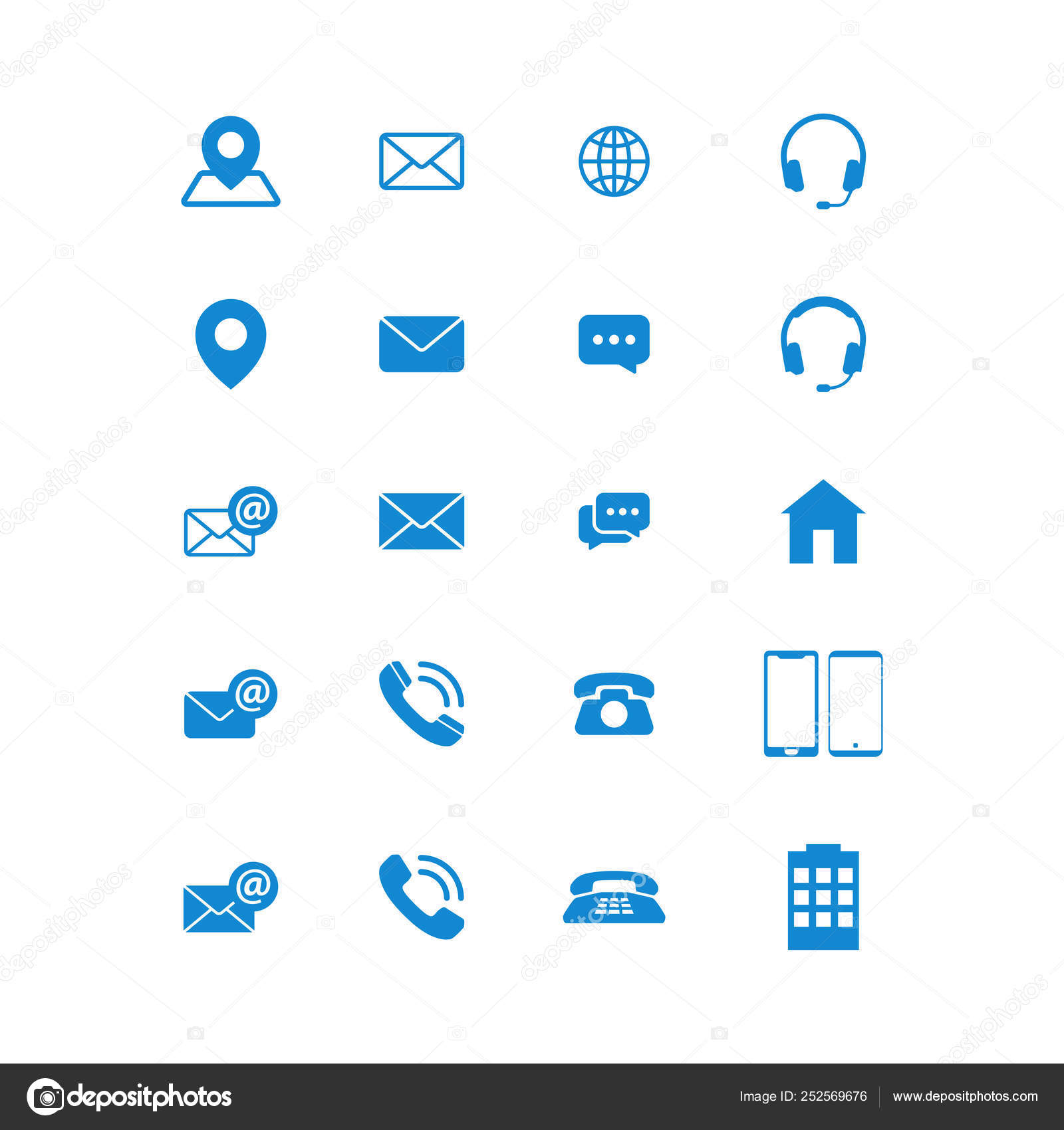 Modern Communication Contact Set Icons Design Symbols Technology ...
