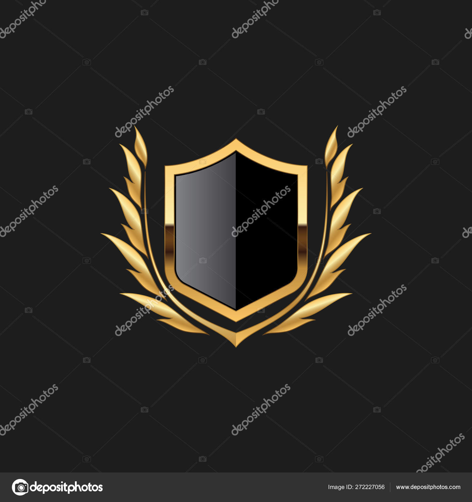 Blank Badge Shield Crest Label Armor Luxury Gold Design Element Stock ...