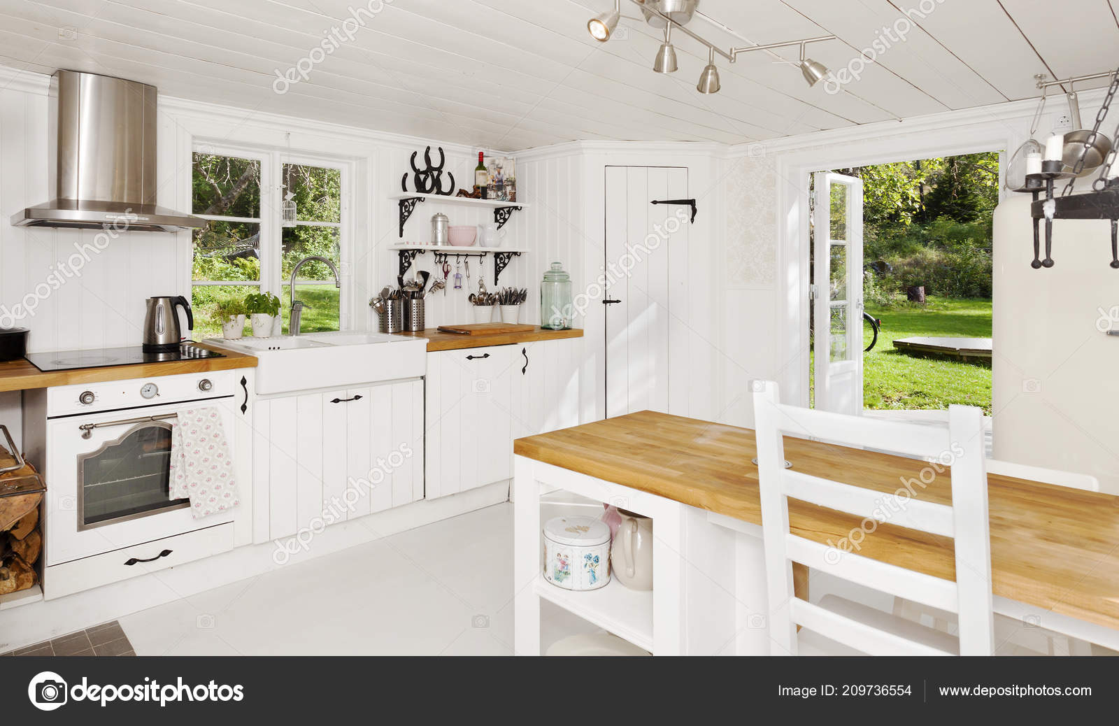 Interior Fancy Kitchen Background Stock Photo by ...