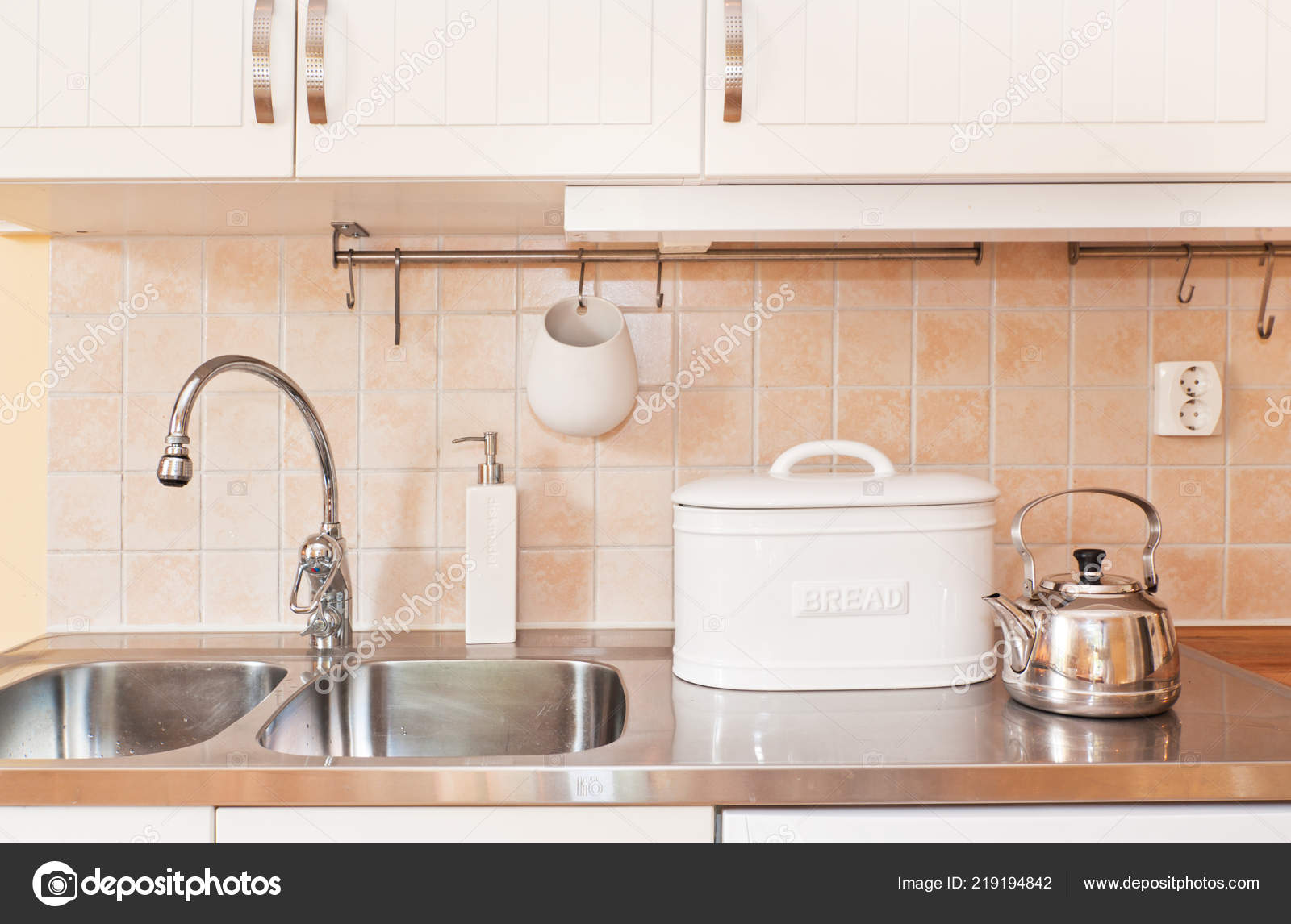 Kitchen Sink Utensil Background Stock Photo by ...