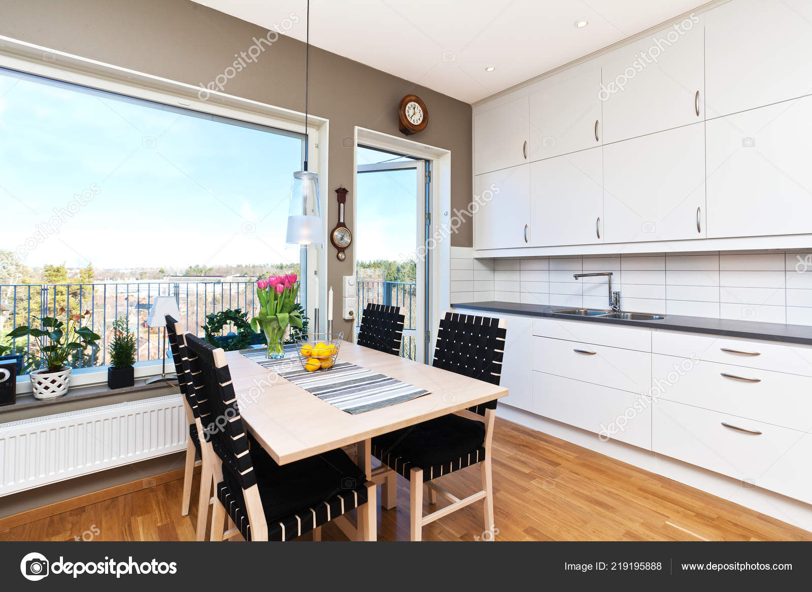 Banner Fancy Kitchen Interior Background Stock Photo by ...