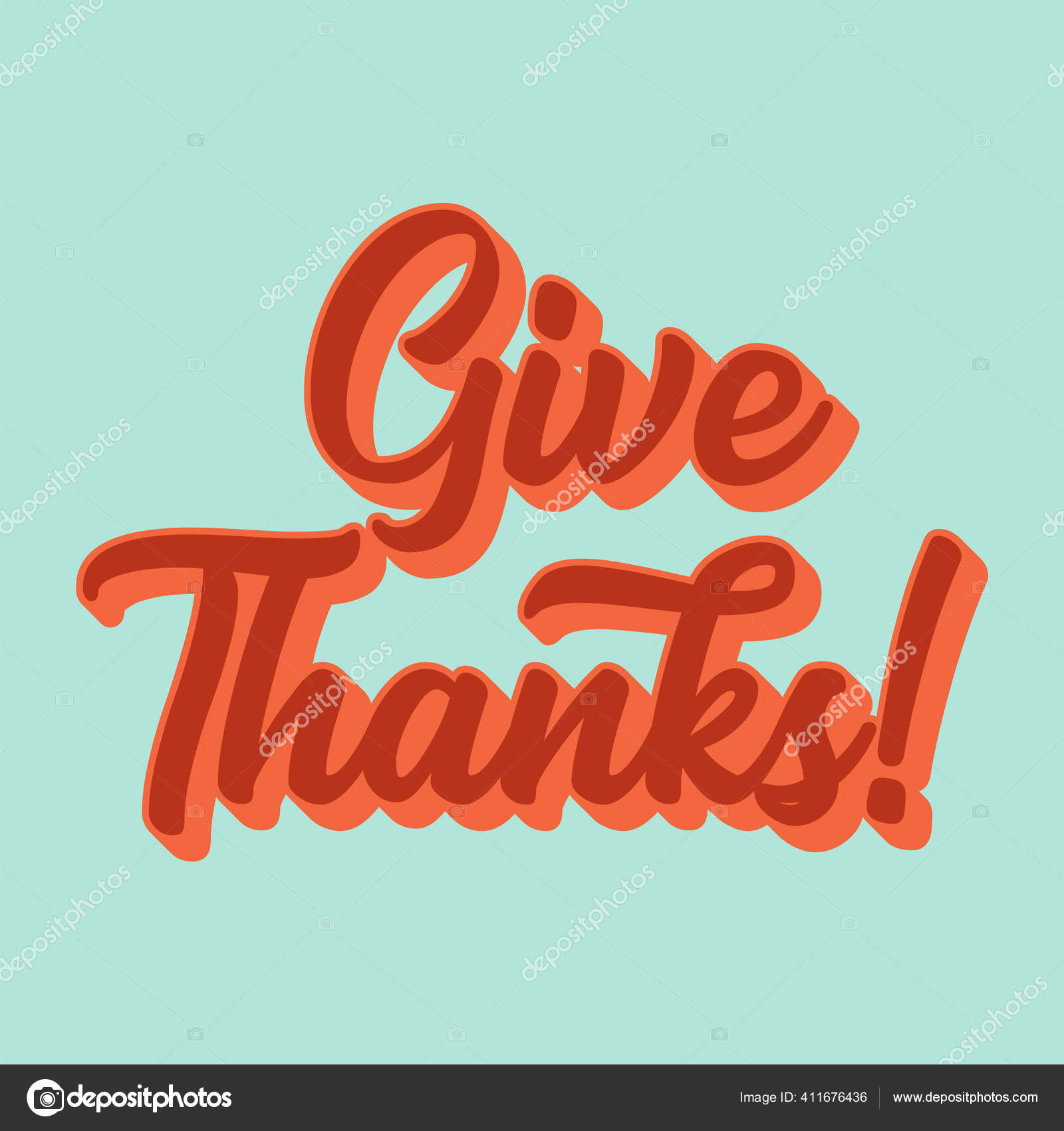 Hand drawn Give Thanks quote for postcard, banner, poster, flyer, logo ...