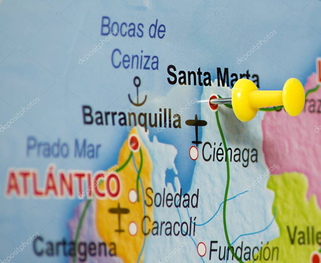 mapa de Colombia- Ubicación de santa marta Colombia marcado con el mapa ...