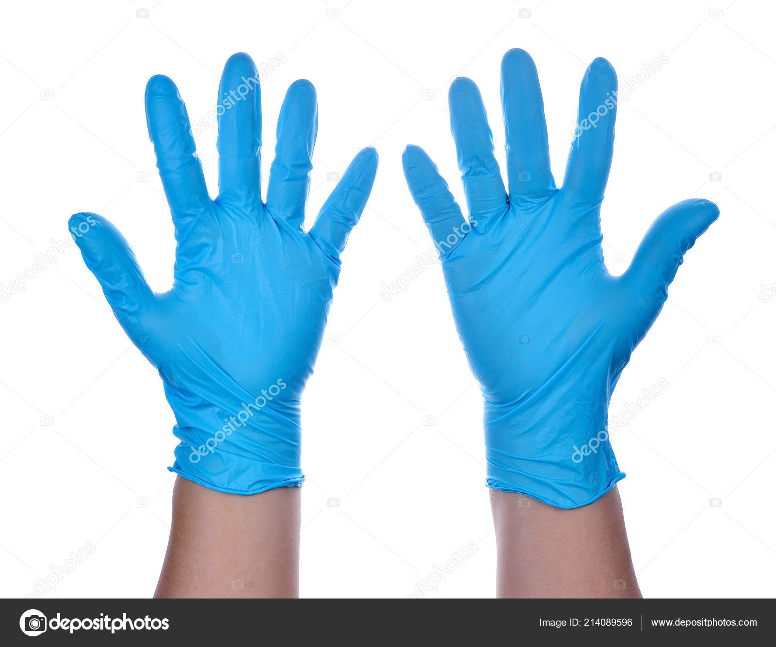 Händerna Sjukvårdare Som Bär Blå Latex Handskar — stockfoto © soloist ...