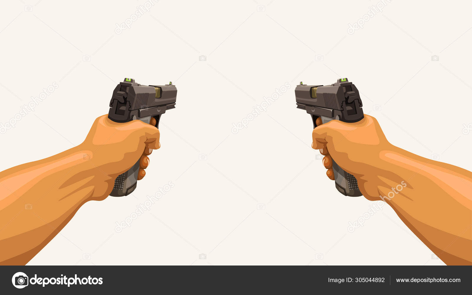 Male hands holding two guns Stock Vector by ©IfH85 305044892