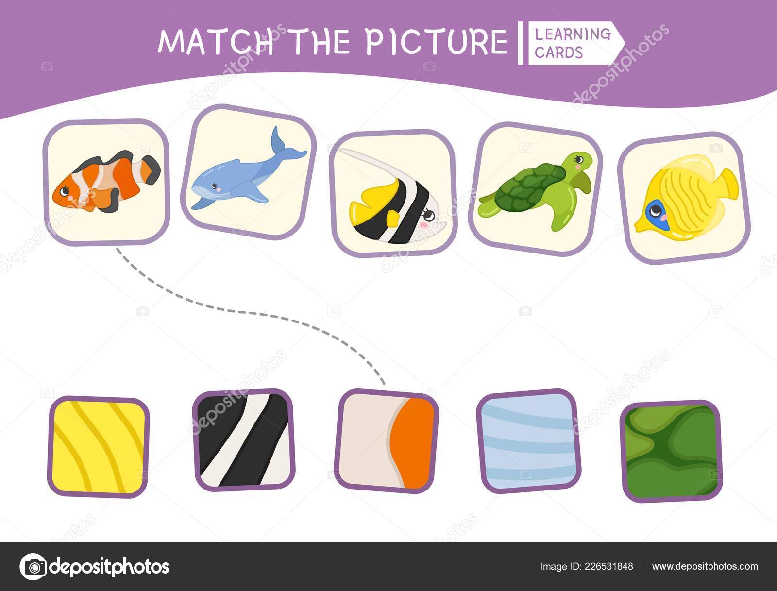 Matching Children Educational Game Match Parts Sea Animals Textures ...