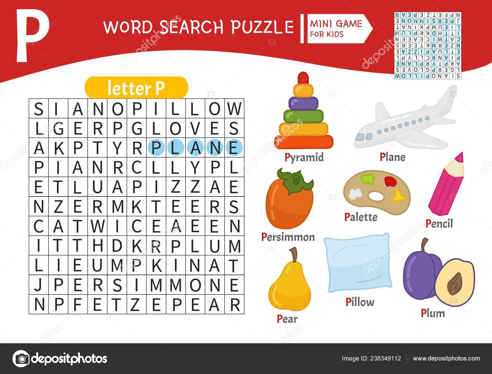 Words Puzzle Children Educational Game Learning Vocabulary Letter ...